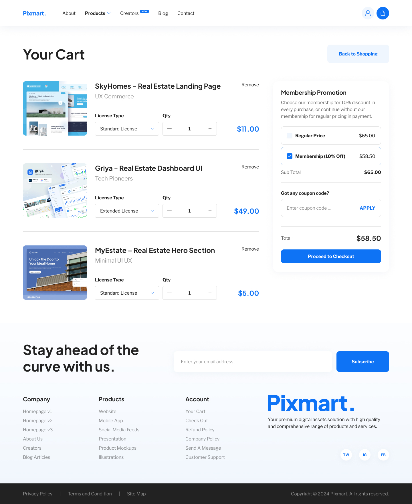 PixMart - Digital Products E-Commerce Website Figma Template by peterdraw